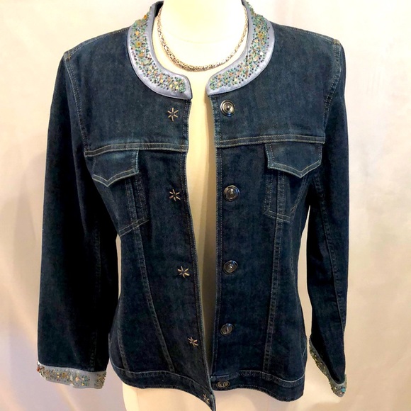 J. Jill | Jackets & Coats | J Jill Jeweled Jean Jacket | Poshmark